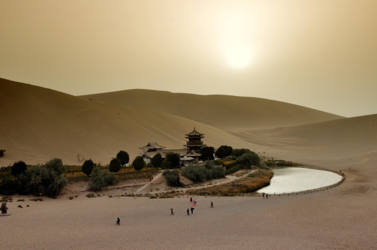 The Oasis of Crescent Lake In Dunhuang, China